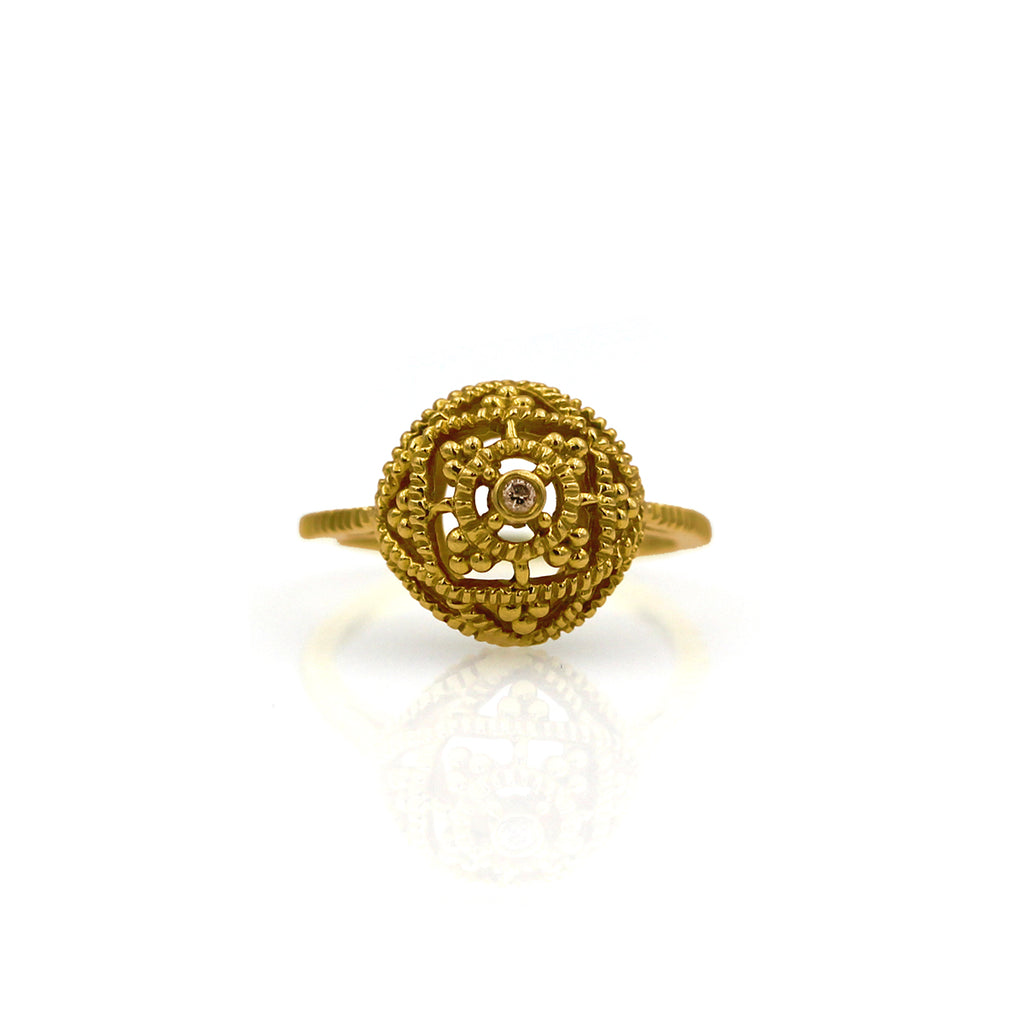 18K Yellow Gold and Diamond Bauble Ring – Abracadabra Jewelry