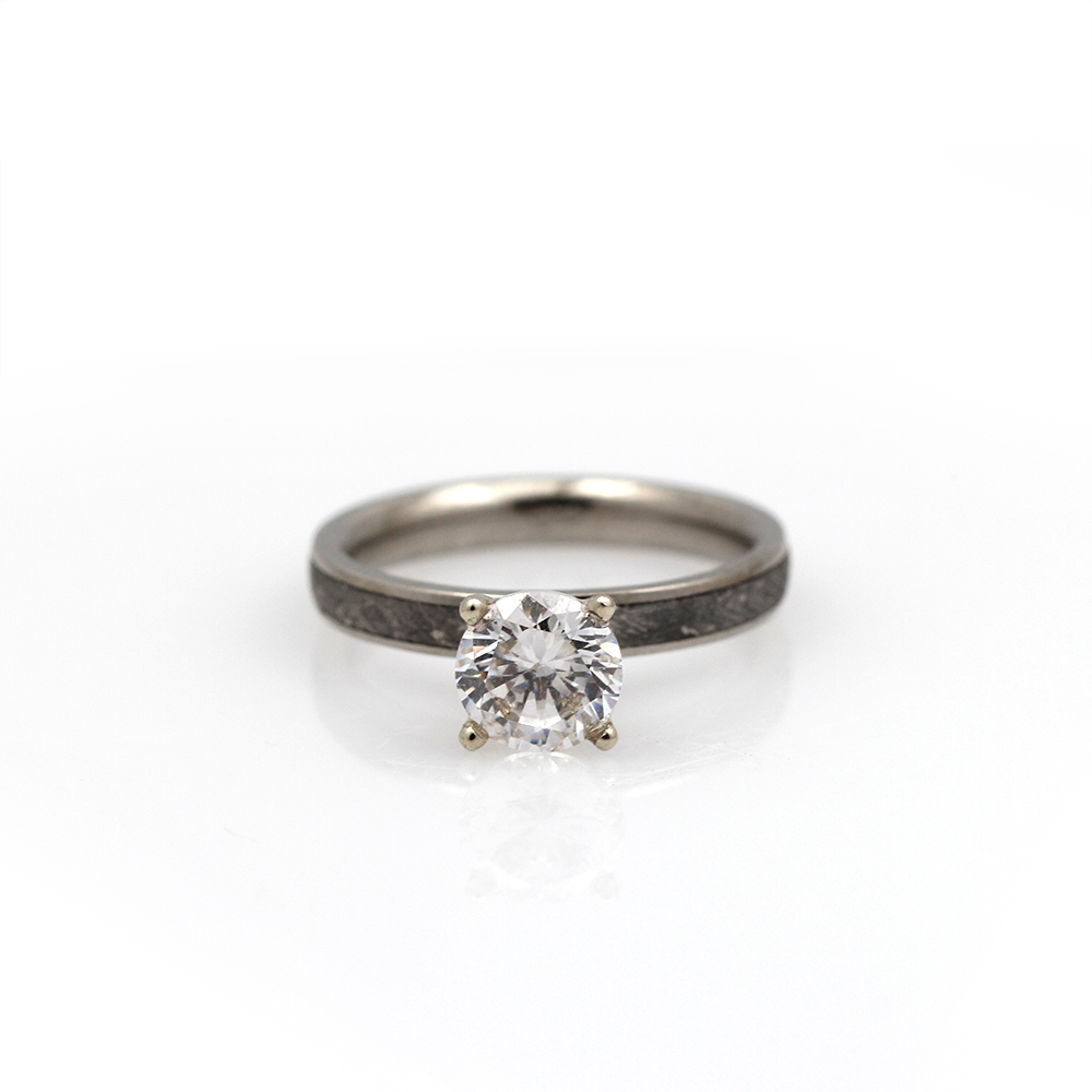Chris Ploof Palladium and 14K White Gold Meteorite Solitaire (Unset ...